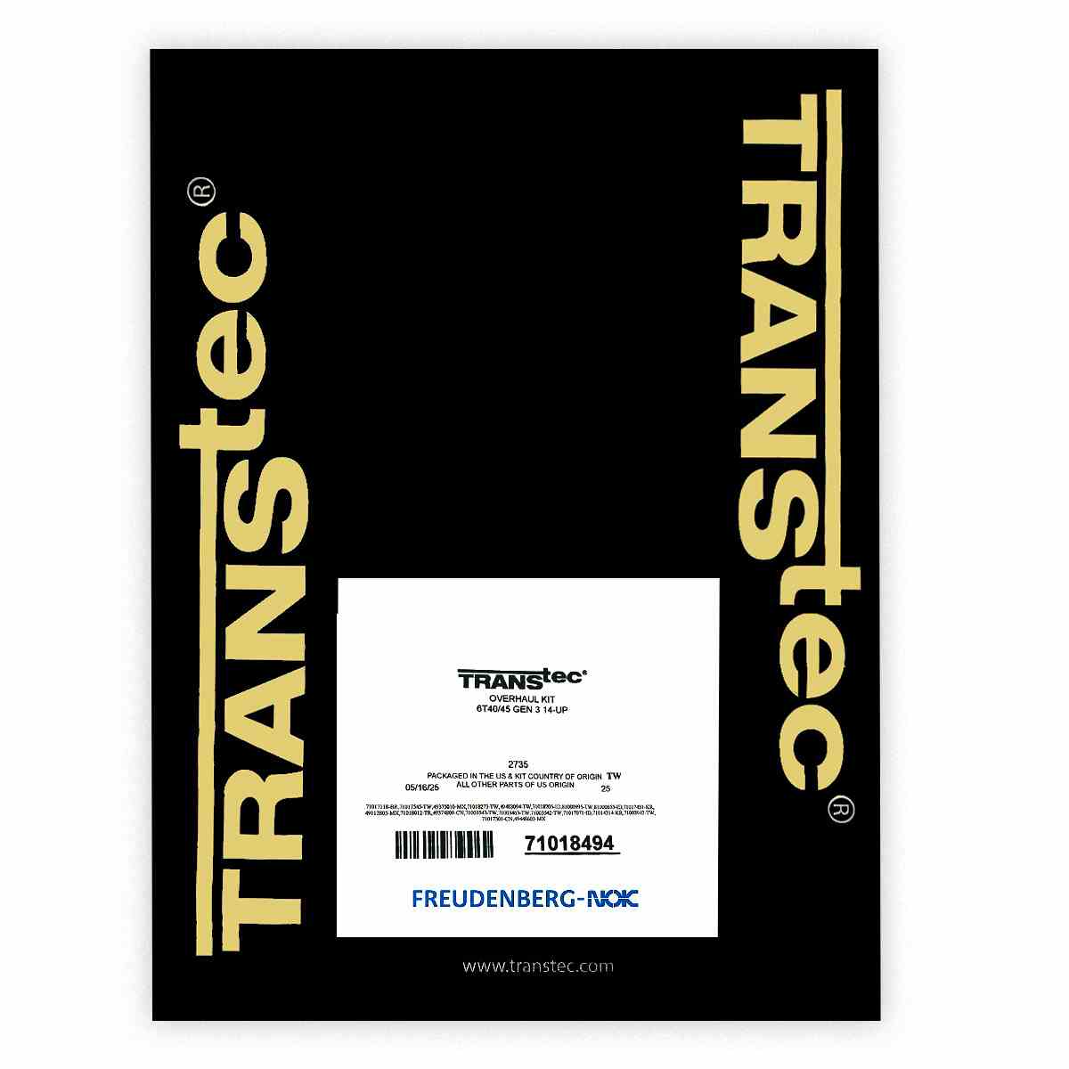 2735 Overhaul Kit Transtec w/o Piston Start Stop 6T40 6T45 14/UP — Sun ...