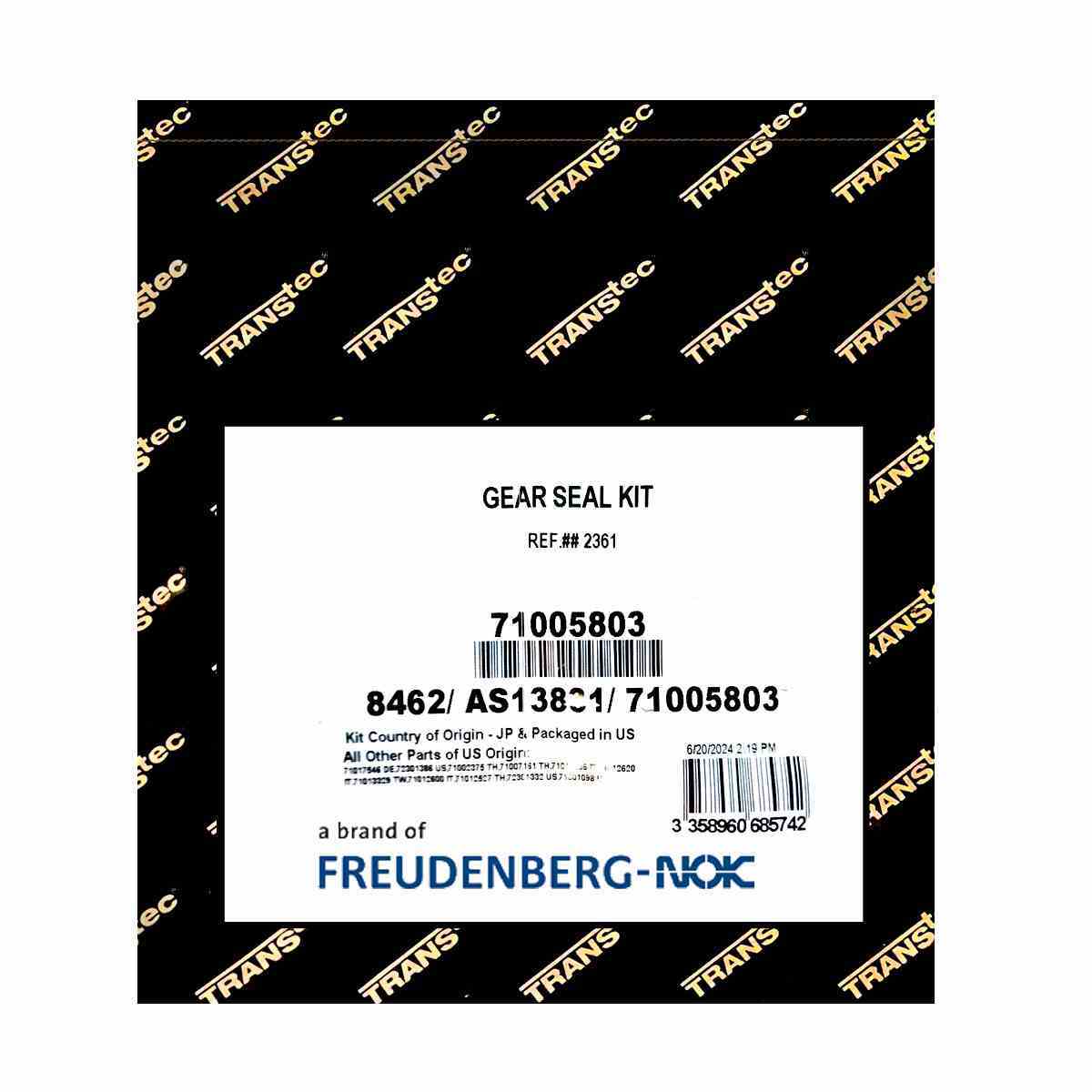 8462 Gear Seal Kit Transtec Mazda B2000 B2200 B2600 RX7 — Sun Transmissions