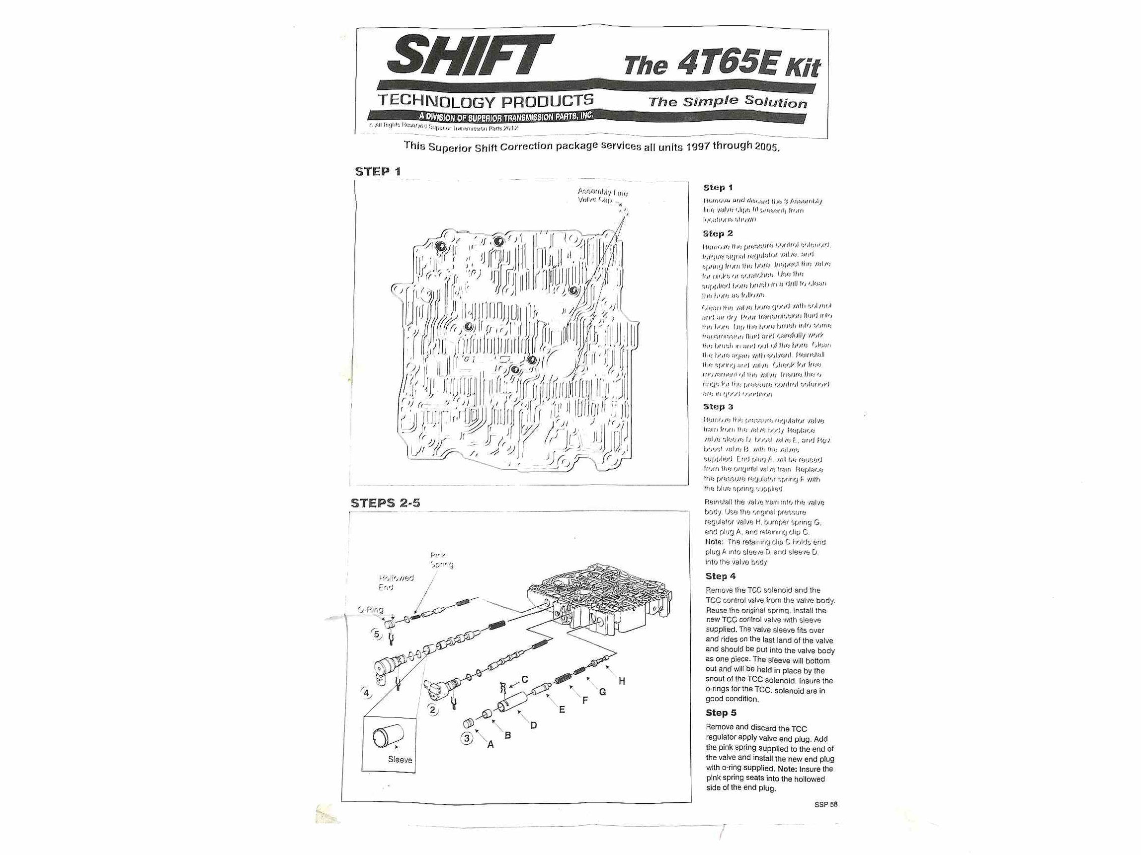 Superior Valve Body Kit Shift Correction 4T65E MN7 MN3 M76 97/UP — Sun ...