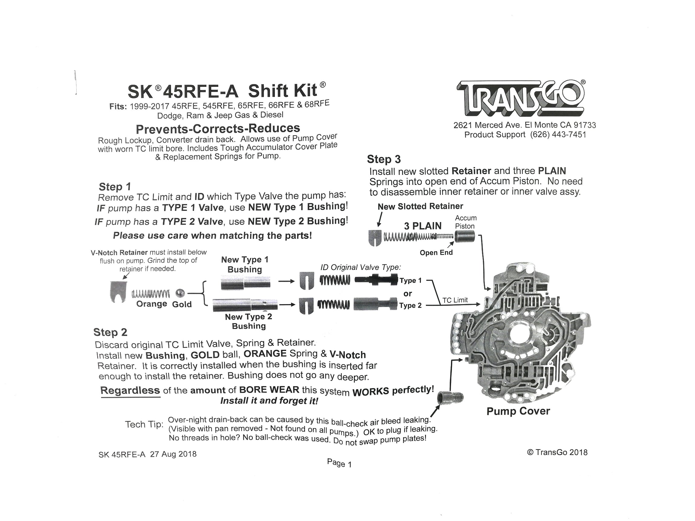 Shift Kit Transgo 45rfe 5-45rfe 68rfe — Sun Transmissions